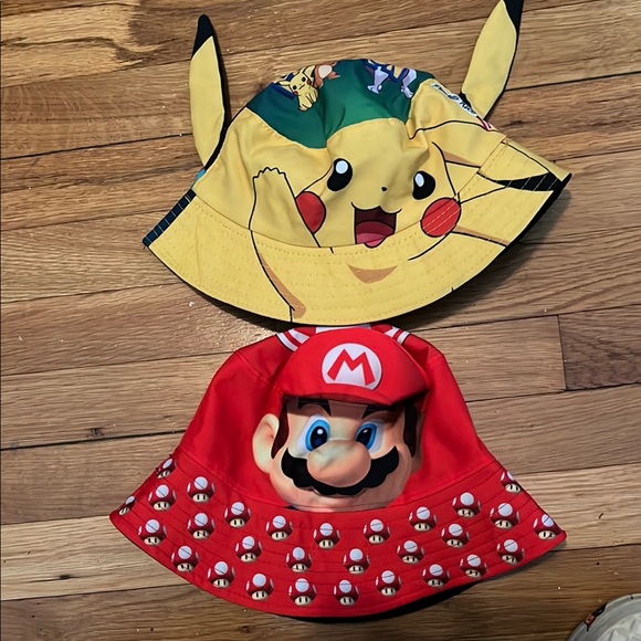 Nintendo | Accessories | Nintendo Pikachu And Mario Bucket Hats | Poshmark